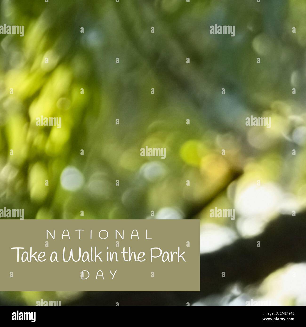 Composite of national take a walk in the park day text in gray ...