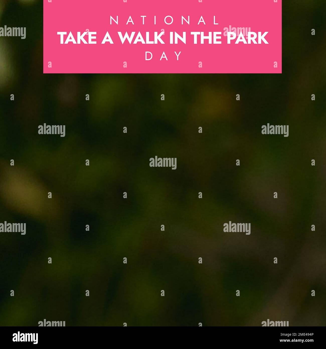 Composite of national take a walk in the park day text in pink ...