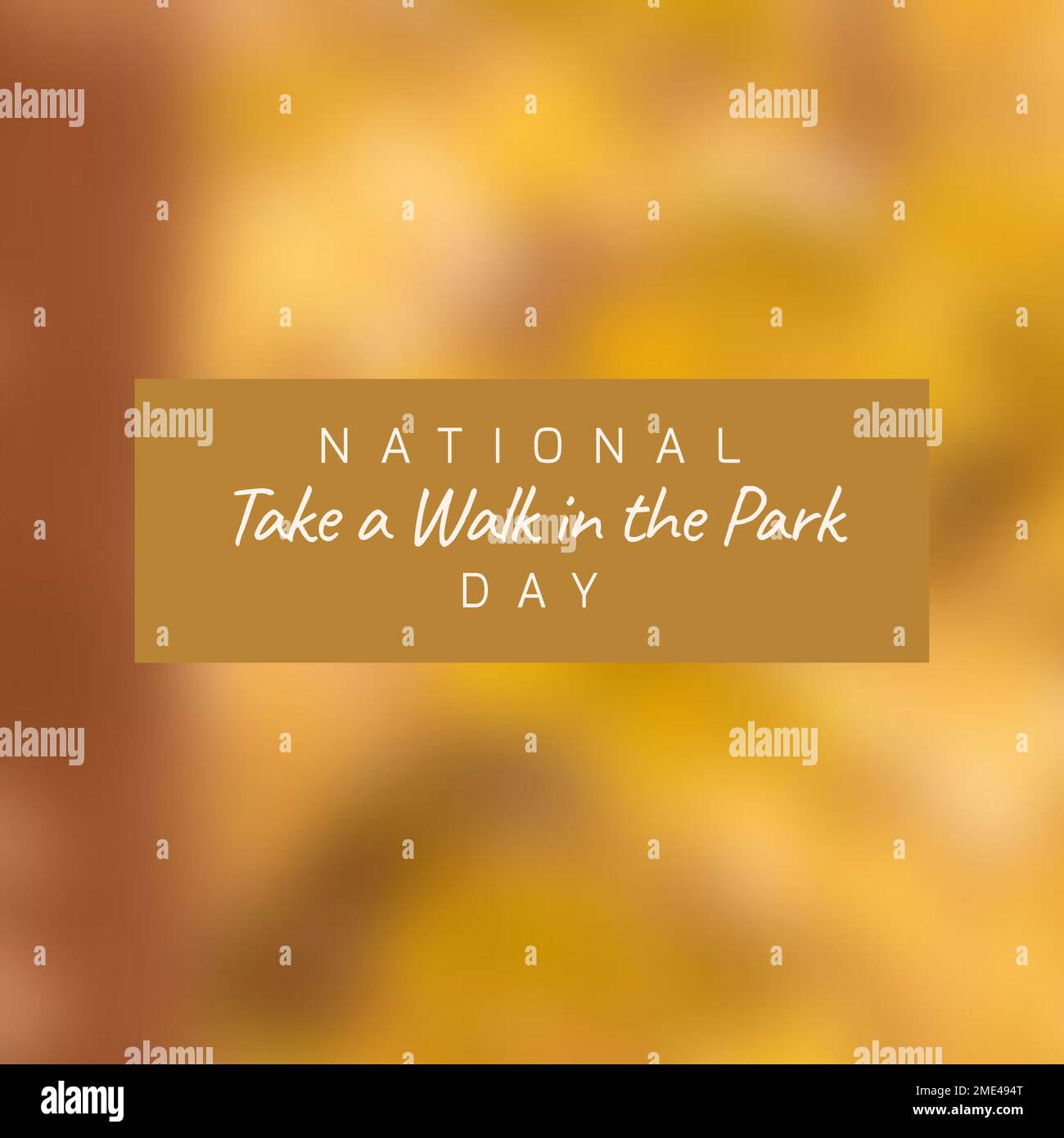 Composite of national take a walk in the park day text in brown ...