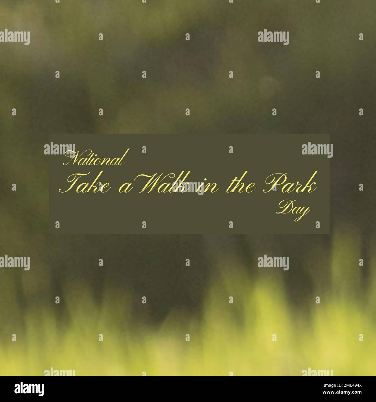 Composite of national take a walk in the park day text in green ...