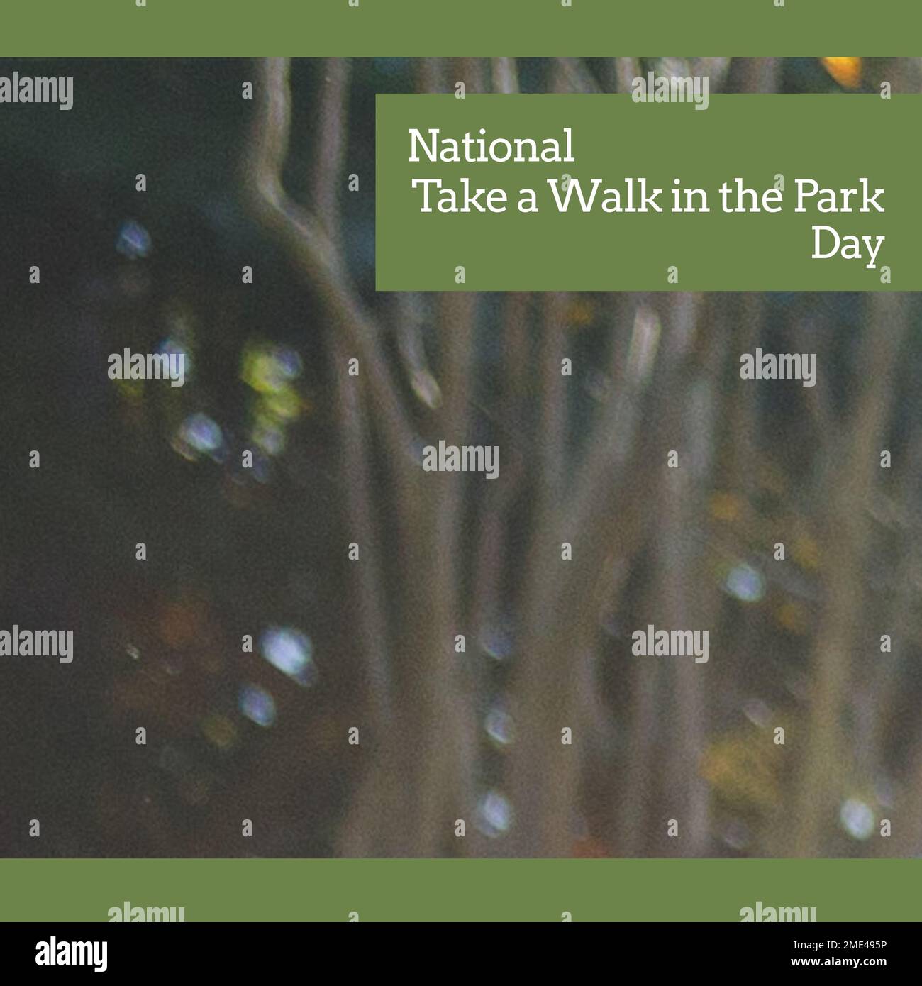 Composite of national take a walk in the park day text in green ...