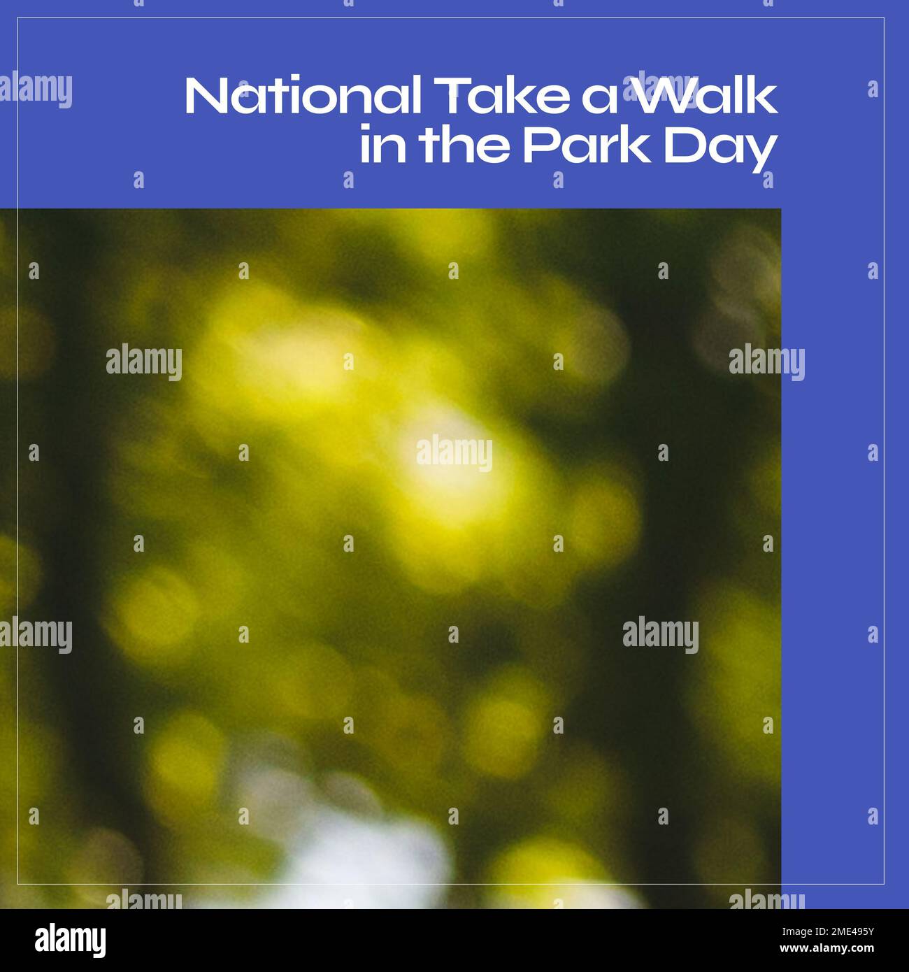 Composite of national take a walk in the park day text and defocused ...