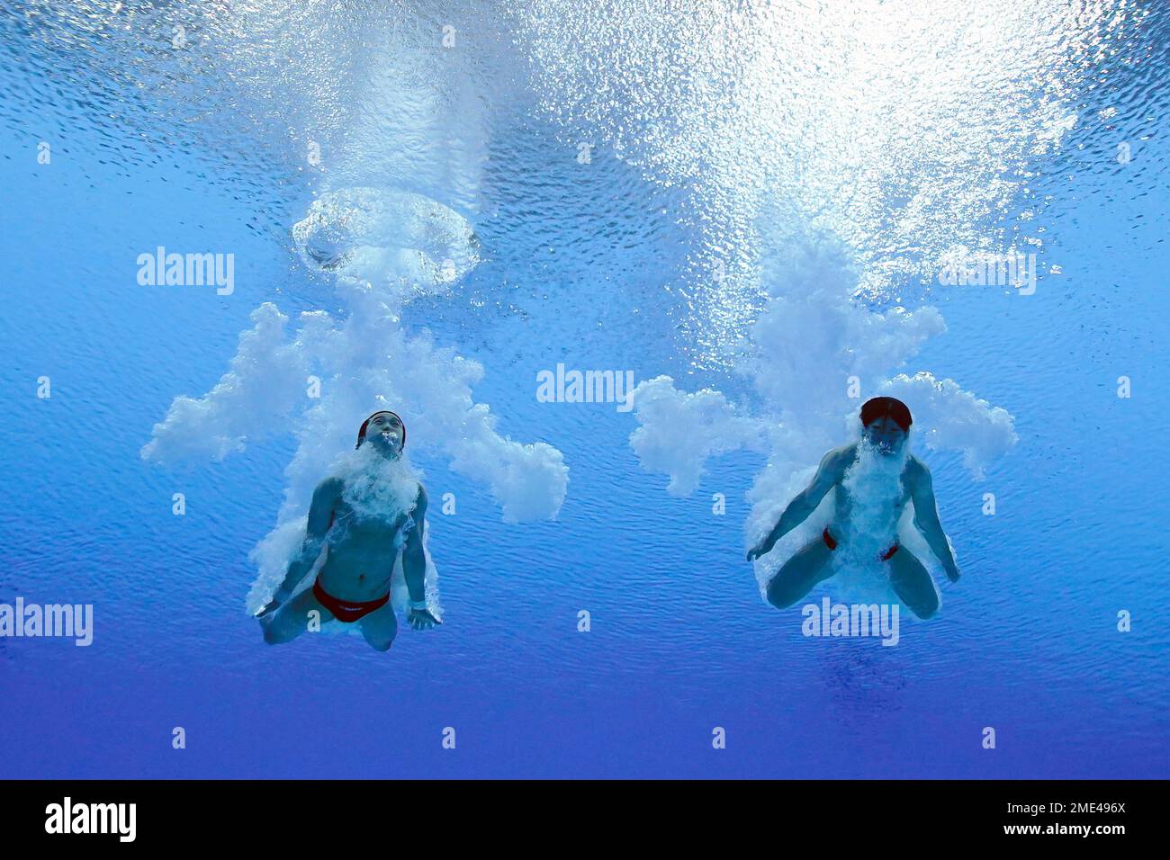 South Korea's Kim Yeognam and Woo Haram compete in the synchronized 10 ...