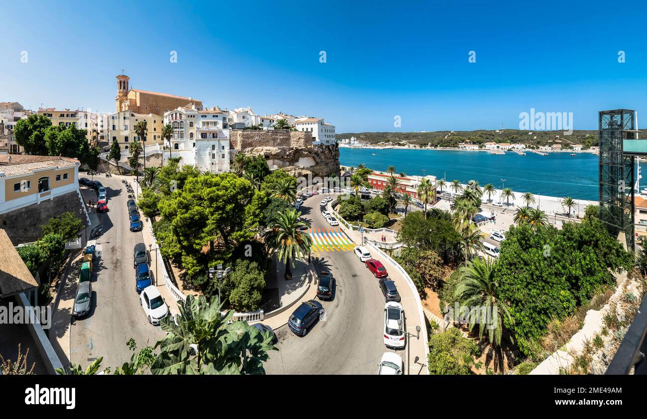 Spain, Balearic Islands, Mahon, Panoramic view from Parc Rochina in ...