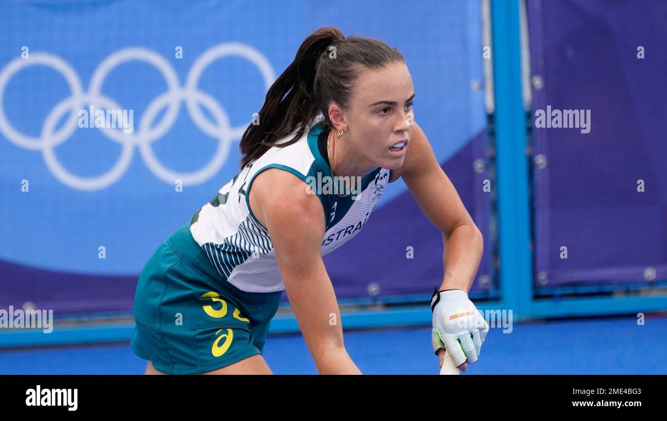 Australia's Savannah Fitzpatrick passes the ball during a women's field ...