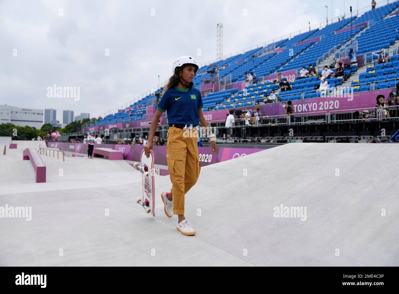 Rayssa Leal of Brazil prepares for the final heat in the women's street ...