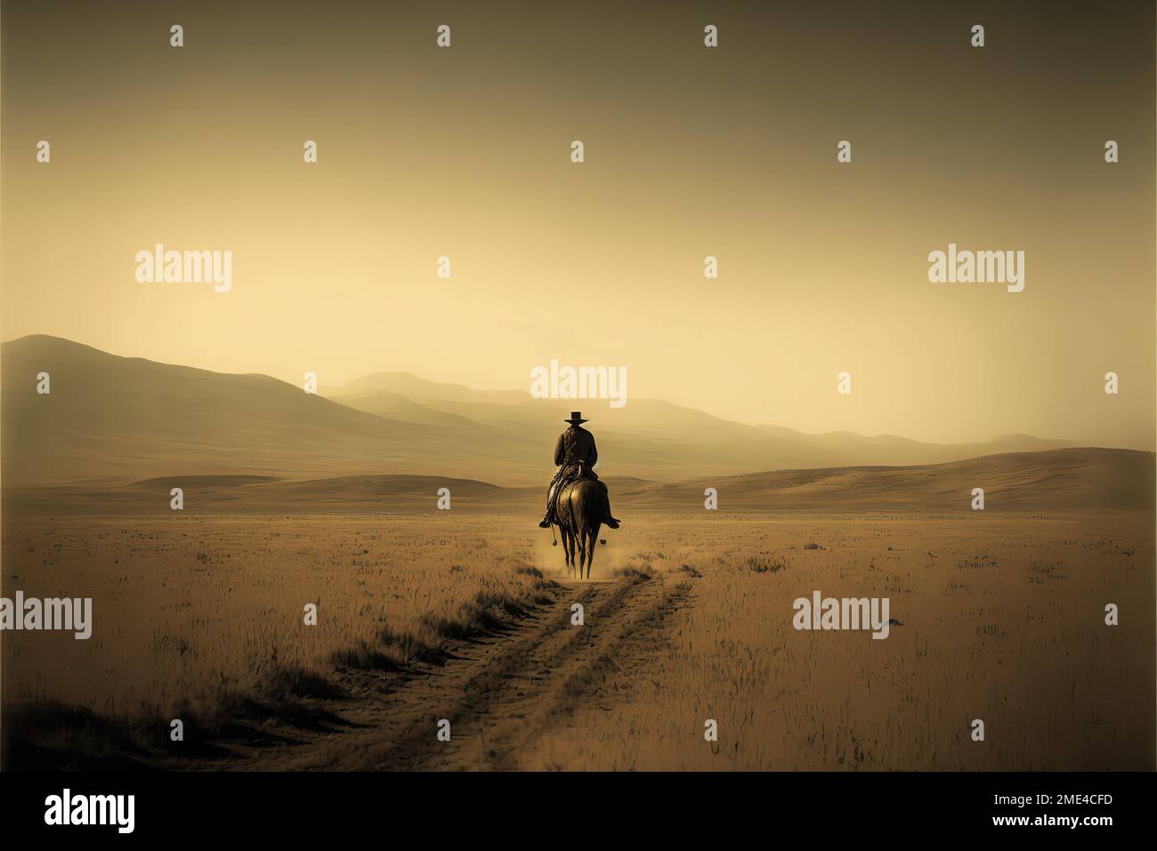 Cowboy on horse and mountain desert hi-res stock photography and images ...