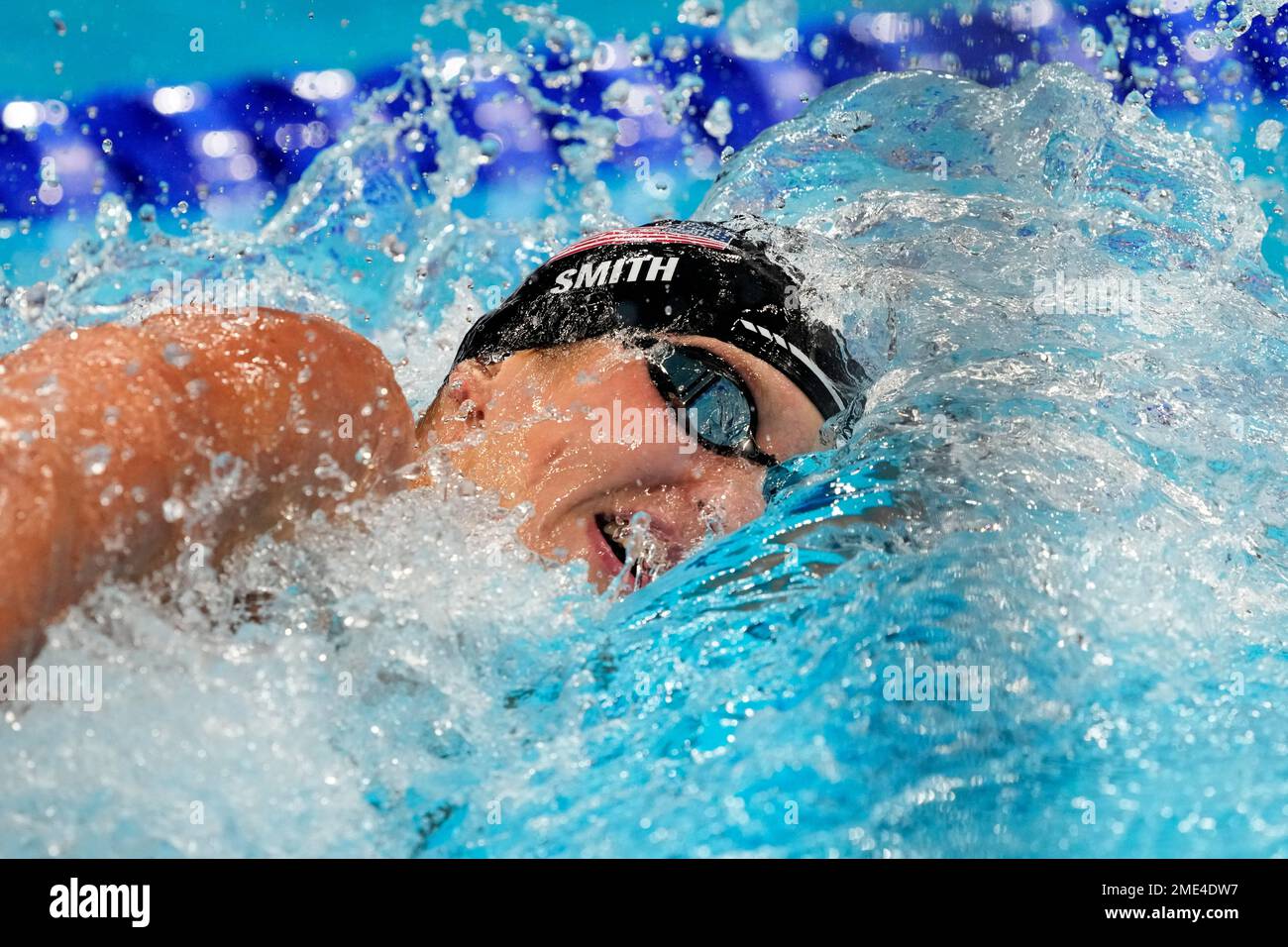 Kieran Smith, of the United States, swims in a semi-final during the ...