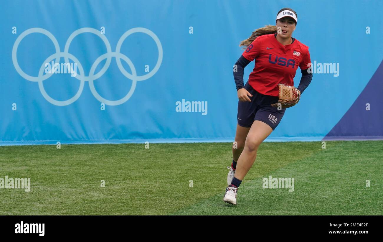 United States' Bubba Nickles runs in the outfield before a softball ...