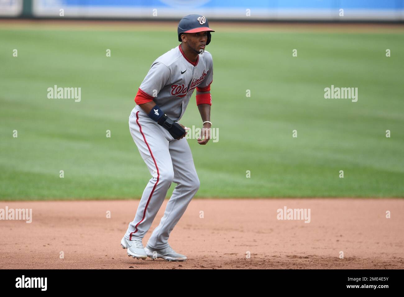 Washington Nationals' Alcides Escobar takes a lead during a baseball ...