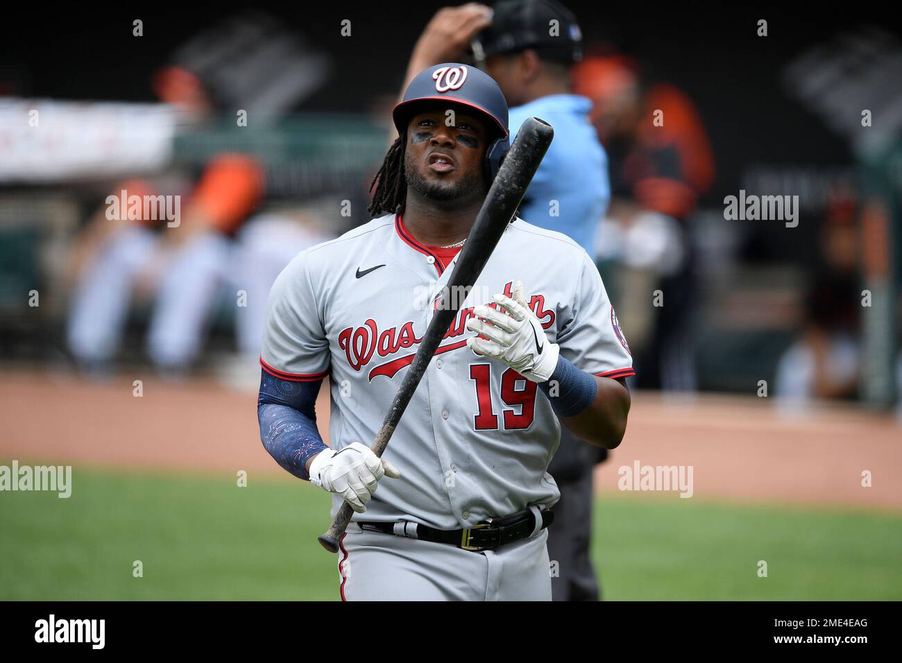 Washington Nationals' Josh Bell looks on during a baseball game against ...