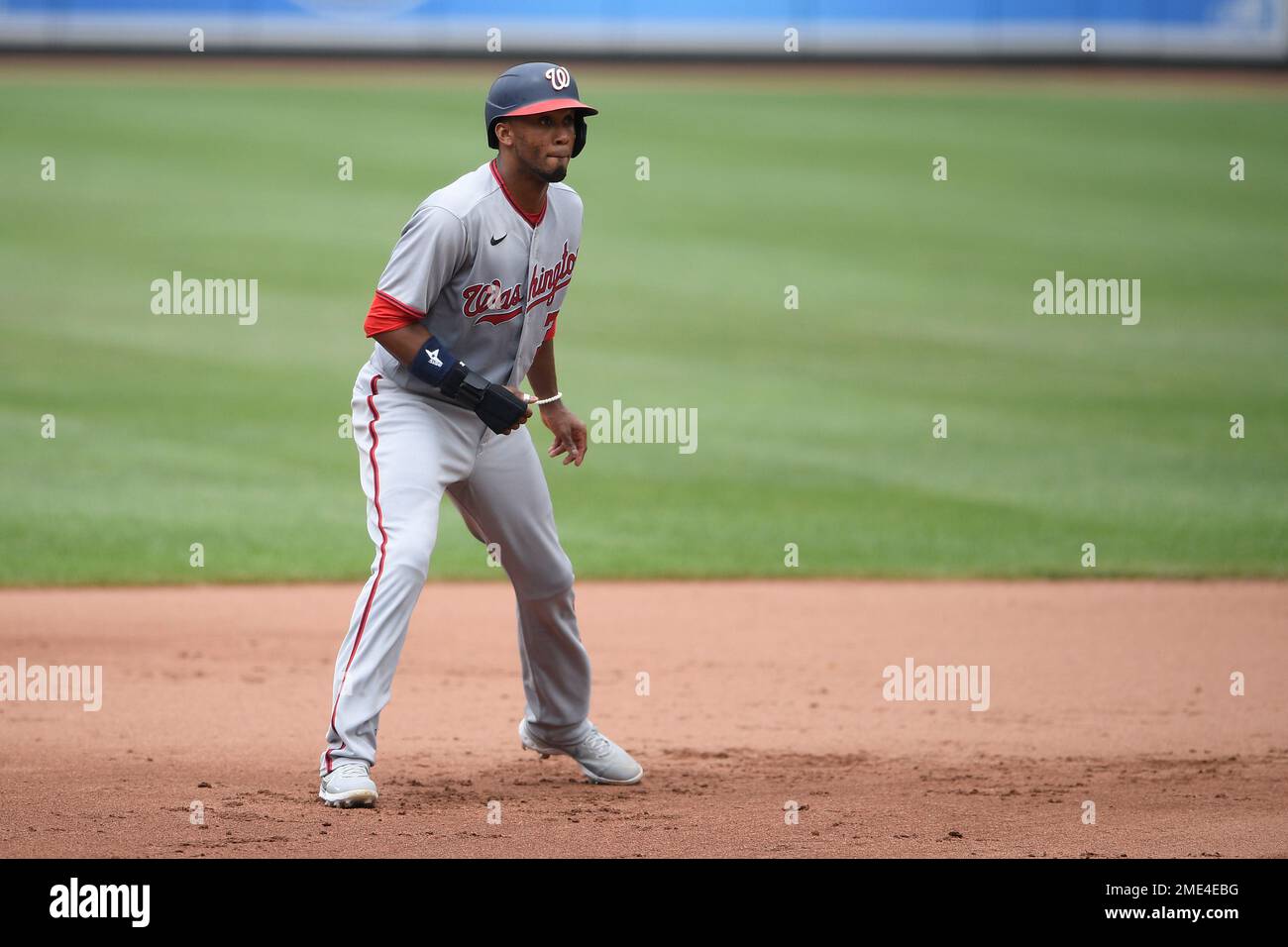 Washington Nationals' Alcides Escobar takes a lead during a baseball ...