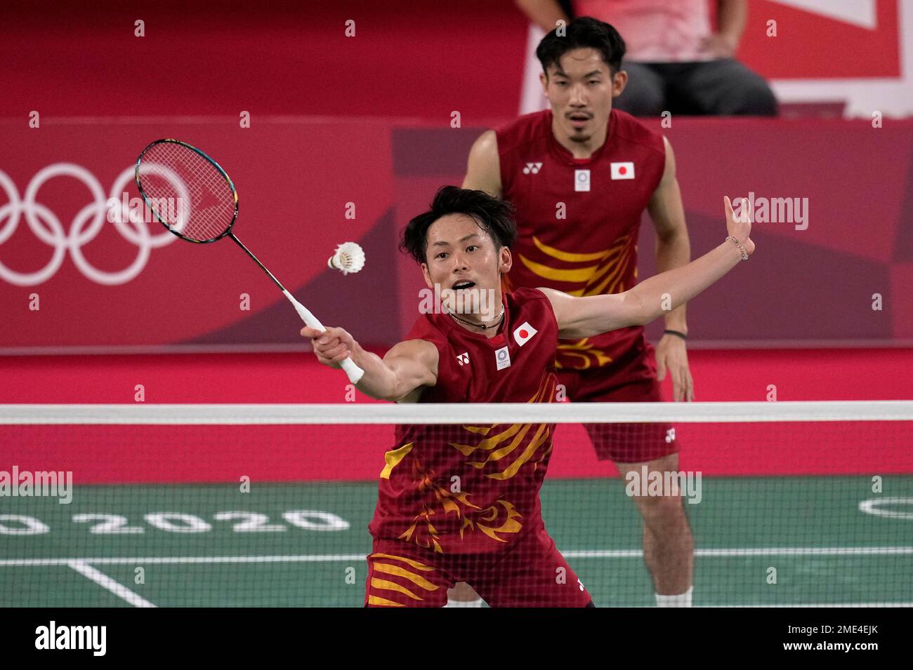 Japan's Takeshi Kamura and Keigo Sonoda play against the United States ...