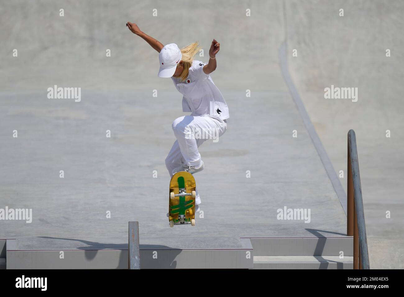 Aori Nishimura of Japan competes in the women's street skateboarding ...