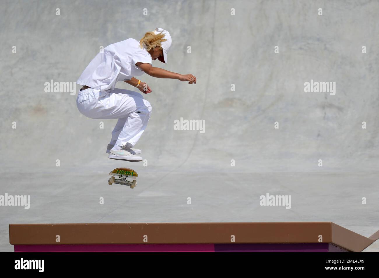 Aori Nishimura of Japan competes in the women's street skateboarding ...