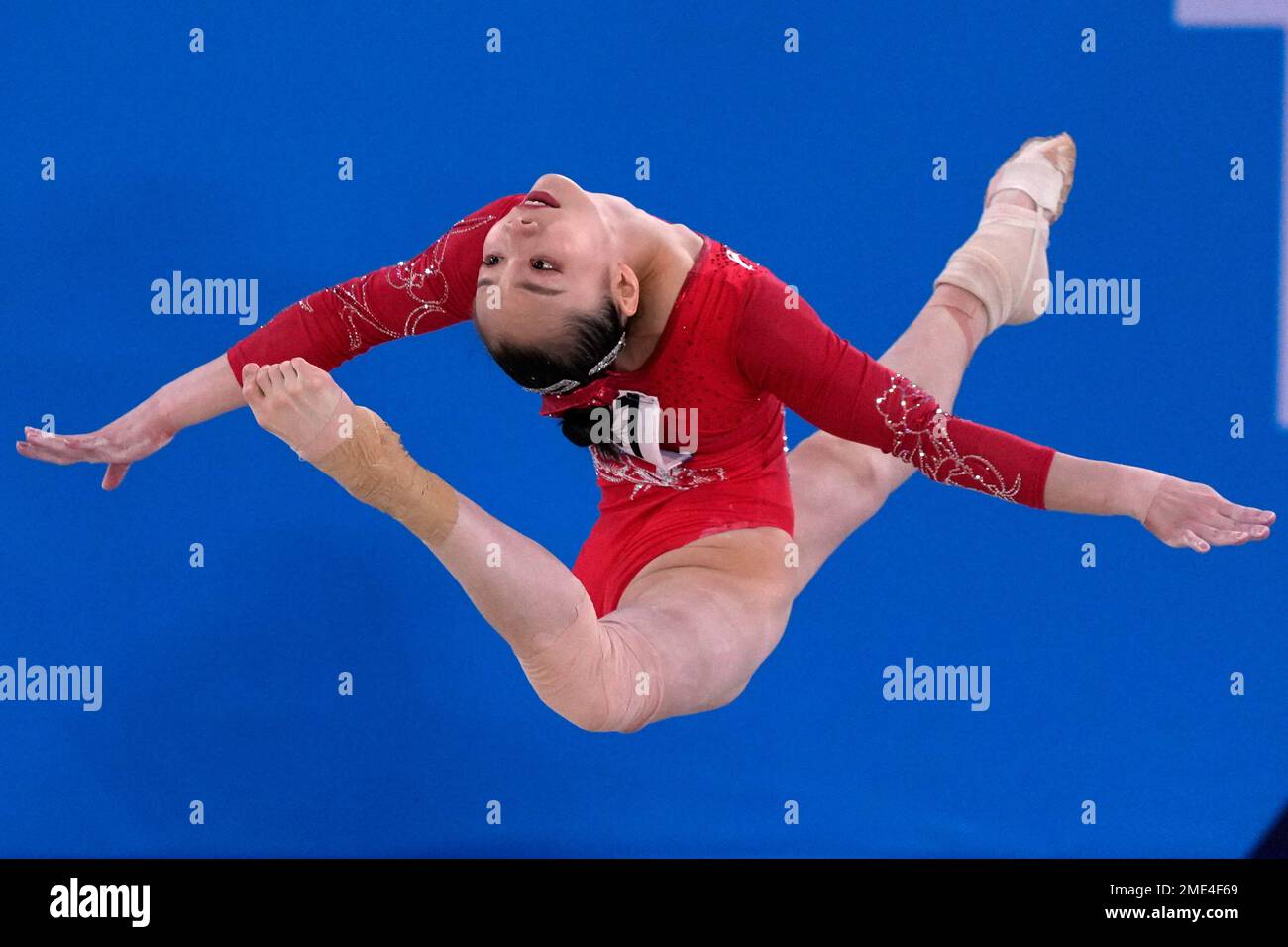 Lu Yufei, of China, competes on the floor exercise during the women's ...