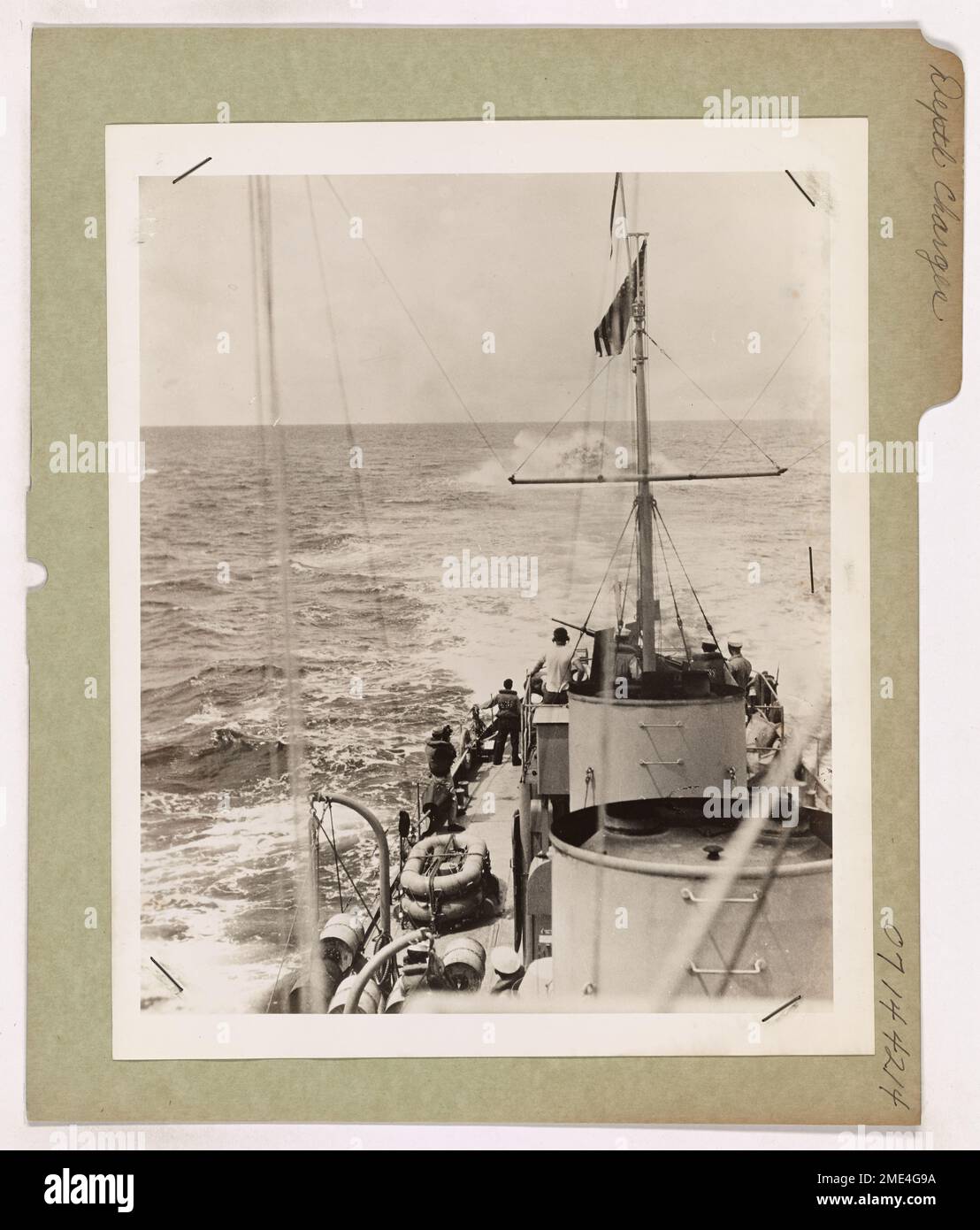The image shows the view from the bow of a ship involved in the ...