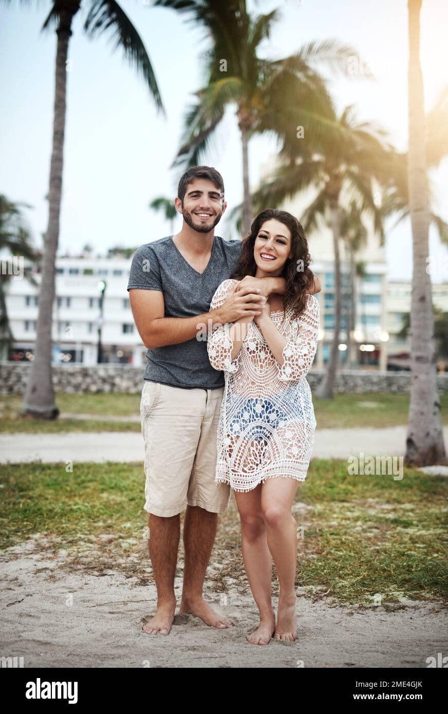 Its summer, time for a baecation. a young couple spending a romantic ...