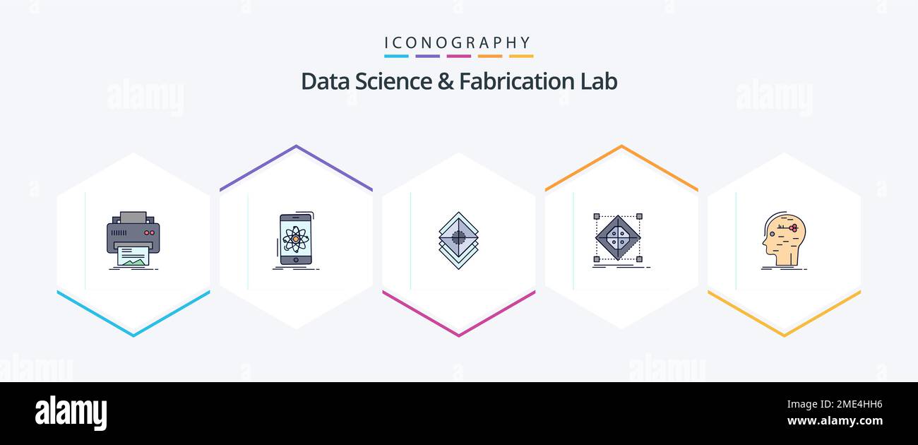 Data Science And Fabrication Lab 25 FilledLine icon pack including grid ...
