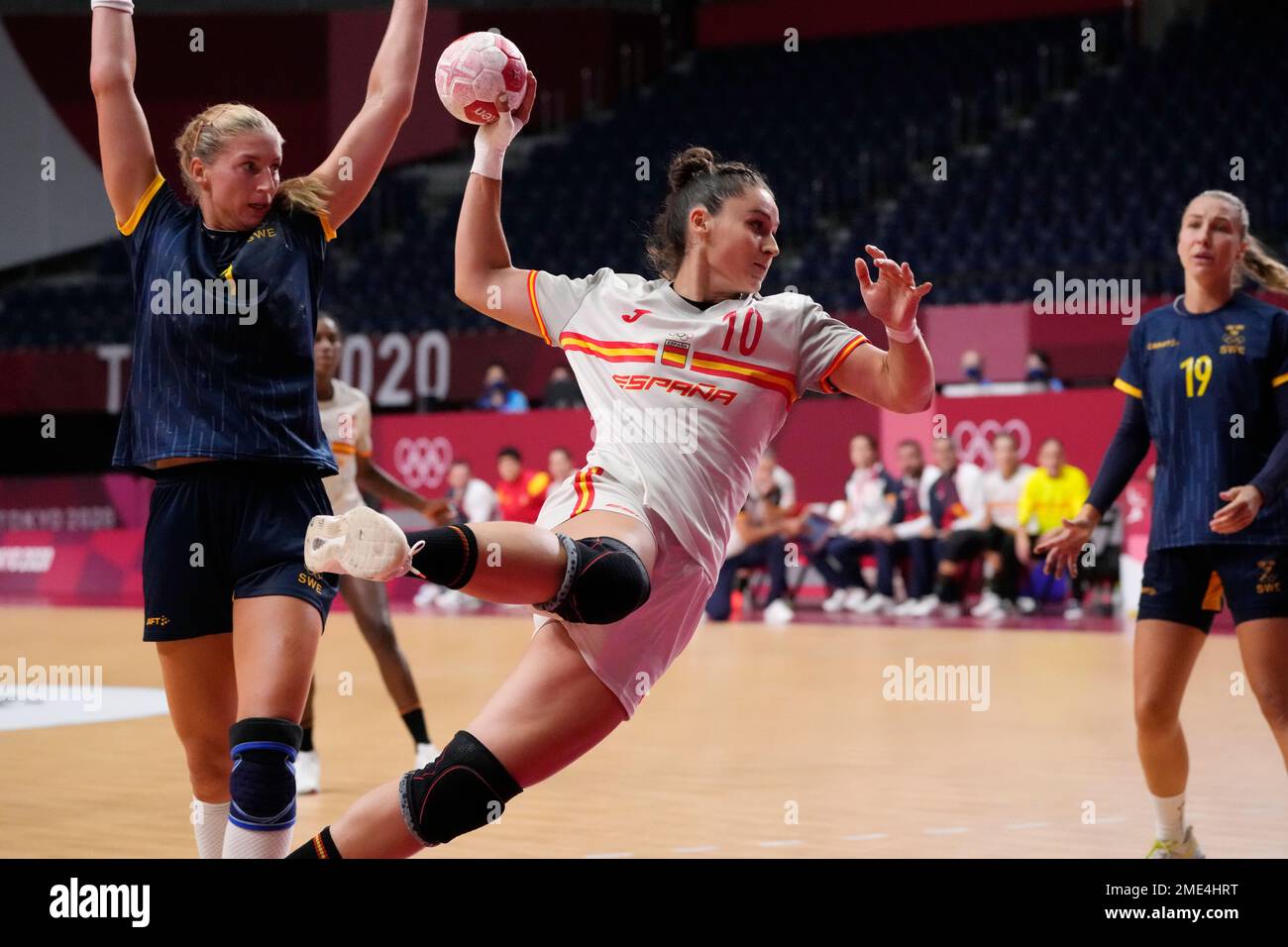 Spain's Elisabet Cesareo Romero tires to score during the women's ...