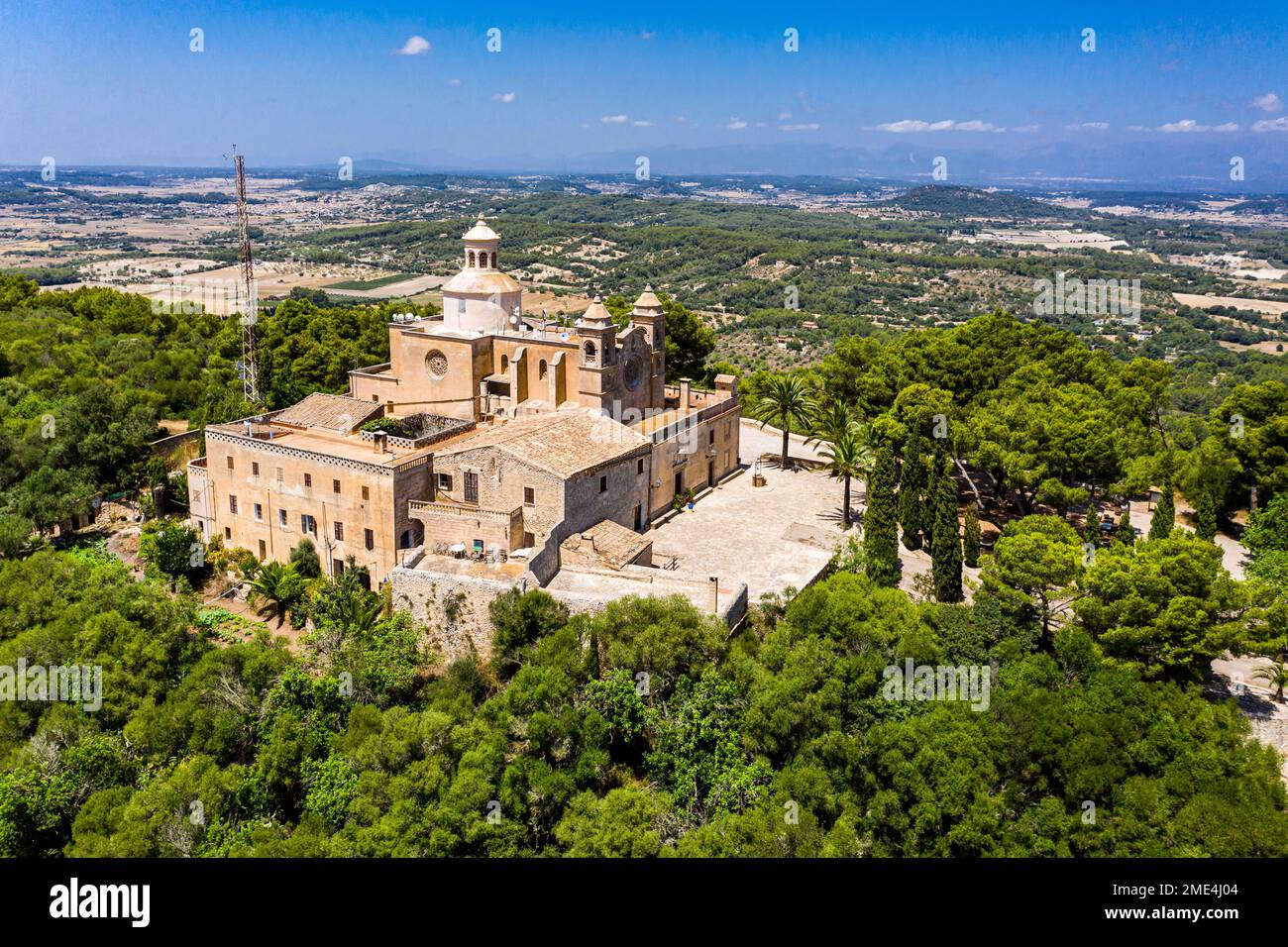 Aerial view santuari de bonany monastery amidst trees hi-res stock ...