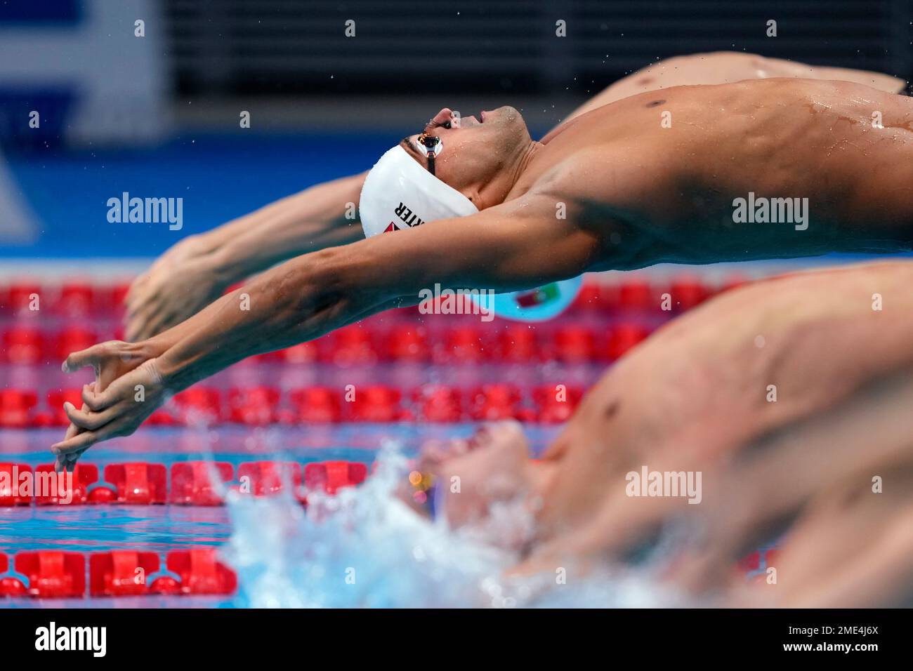 Dylan Carter of Trinidad And Tobago starts in his heat of the men's 100 ...