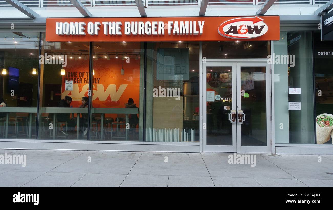 Home of the burger family A&W Fast-food Restaurant in Surrey, BC Canada ...