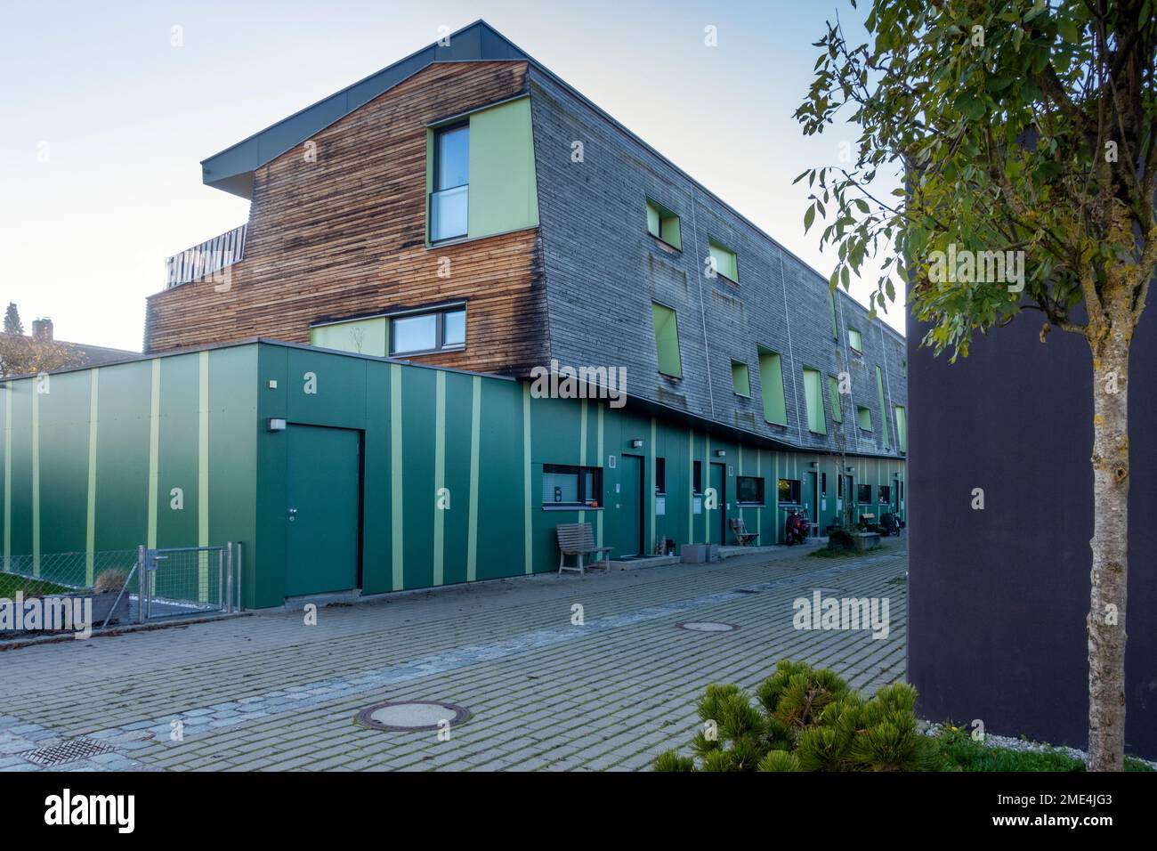 Germany, Bavaria, Munich, Exterior of modern passive house Stock Photo ...