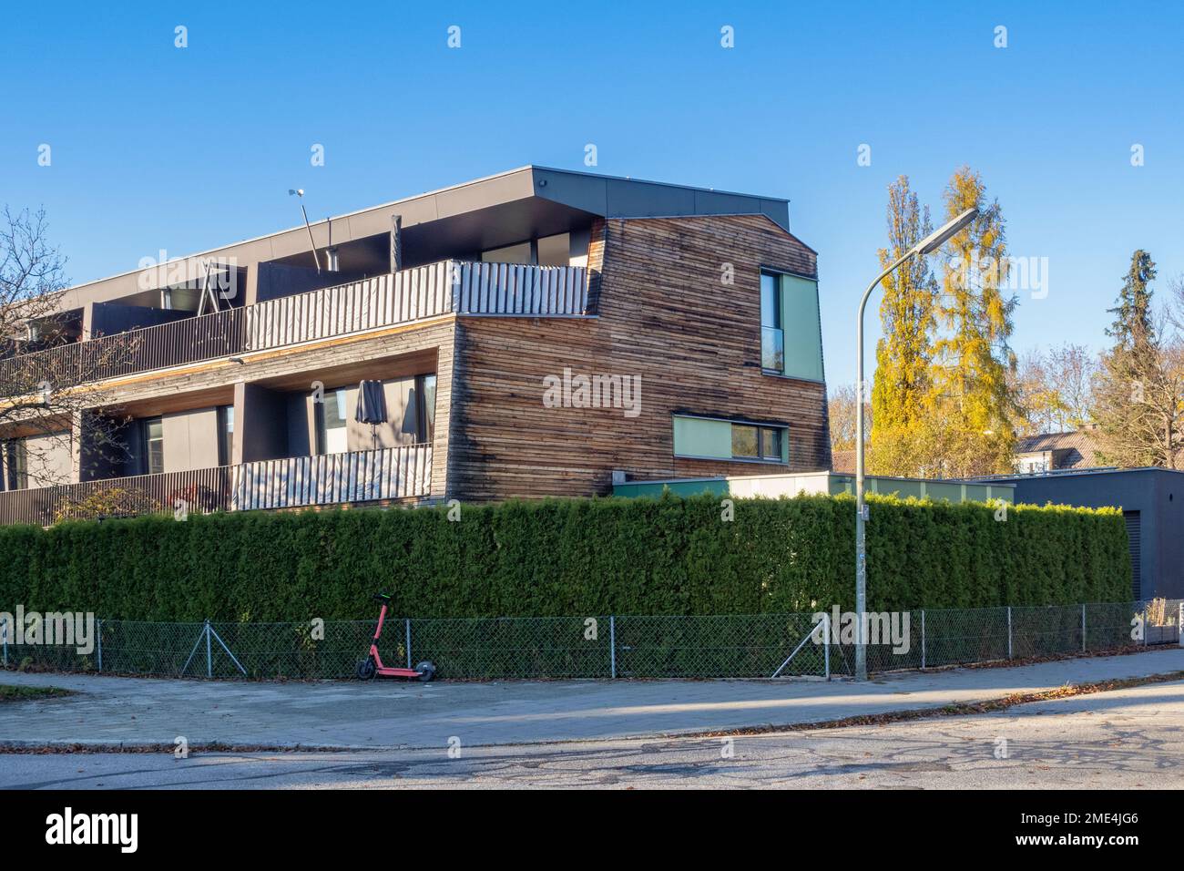 Germany, Bavaria, Munich, Exterior of modern passive house Stock Photo ...
