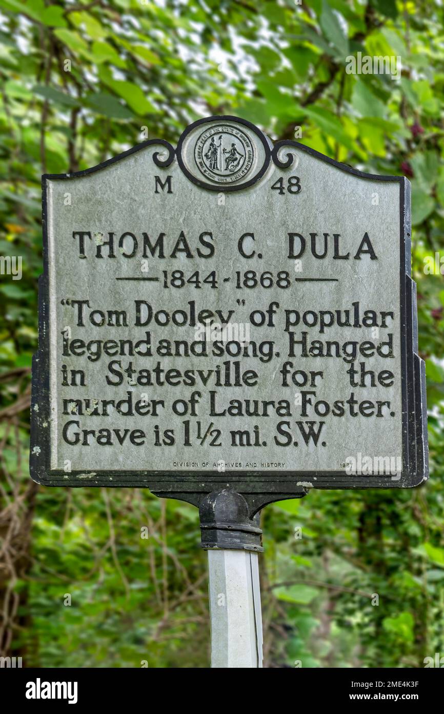 The Thomas C. Dula of the folksong Tom Dooley fame historical marker in Ferguson, North Carolina ...