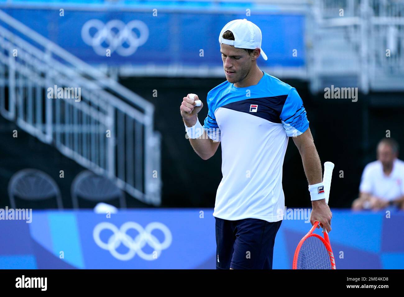 Diego Schwartzman, of Argentina, reacts during a tennis match against ...