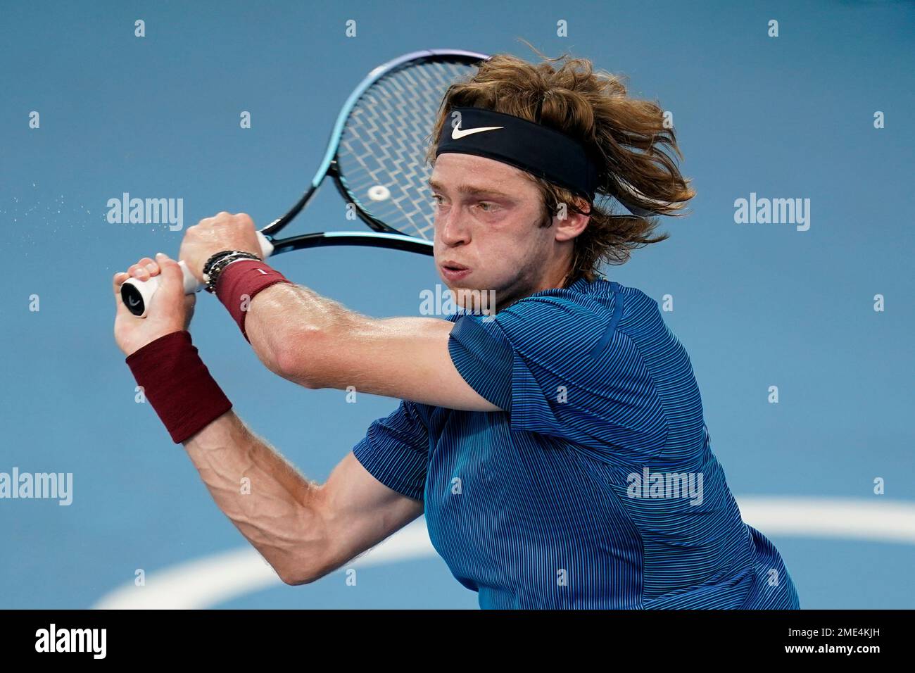 Andrey Rublev, of the Russian Olympic Committee, returns to Kei ...