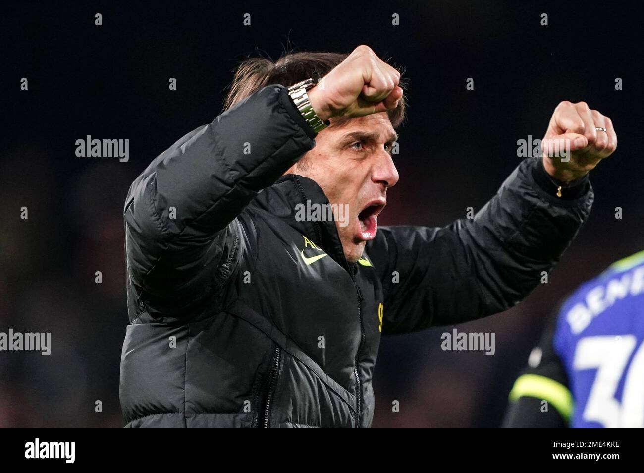 Tottenham Hotspur manager Antonio Conte celebrates victory after the ...