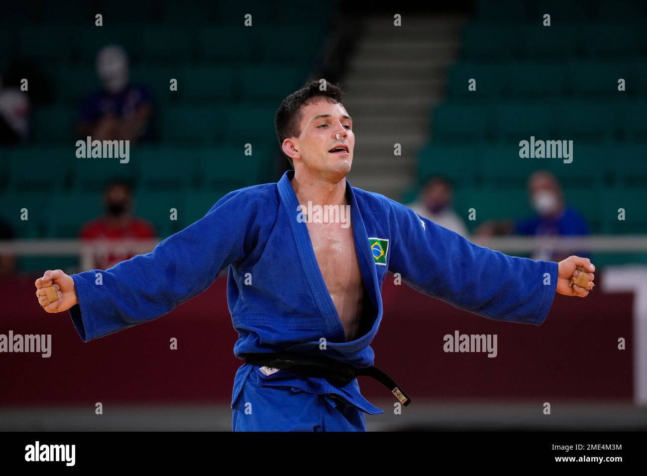 Daniel Cargnin of Brazil reacts after competing against Baruch Shmailov ...