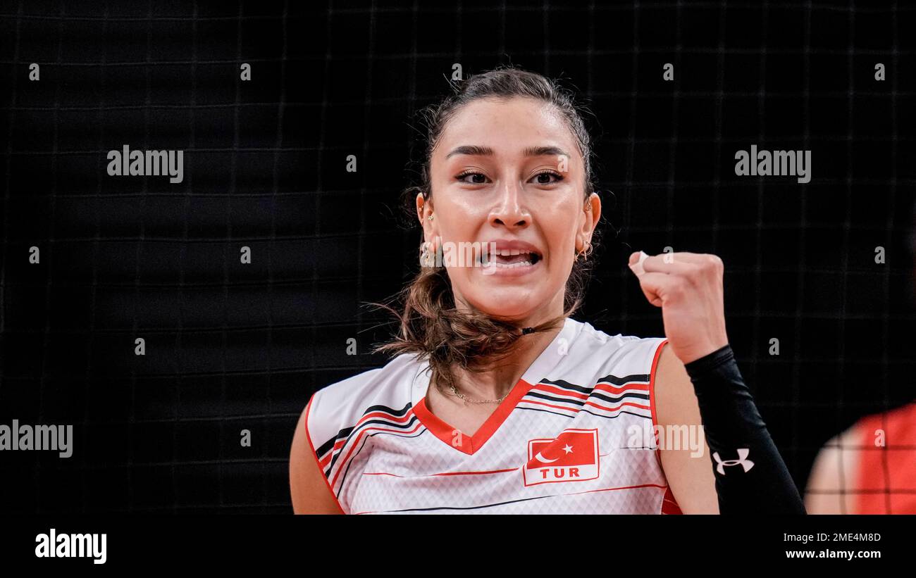 Turkey's Hande Baladin celebrtates in action during the women's ...