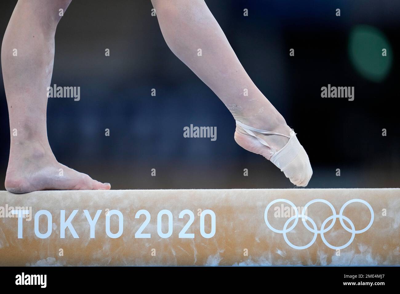 Liliia Akhaimova, of Russian Olympic Committee, performs on the balance ...