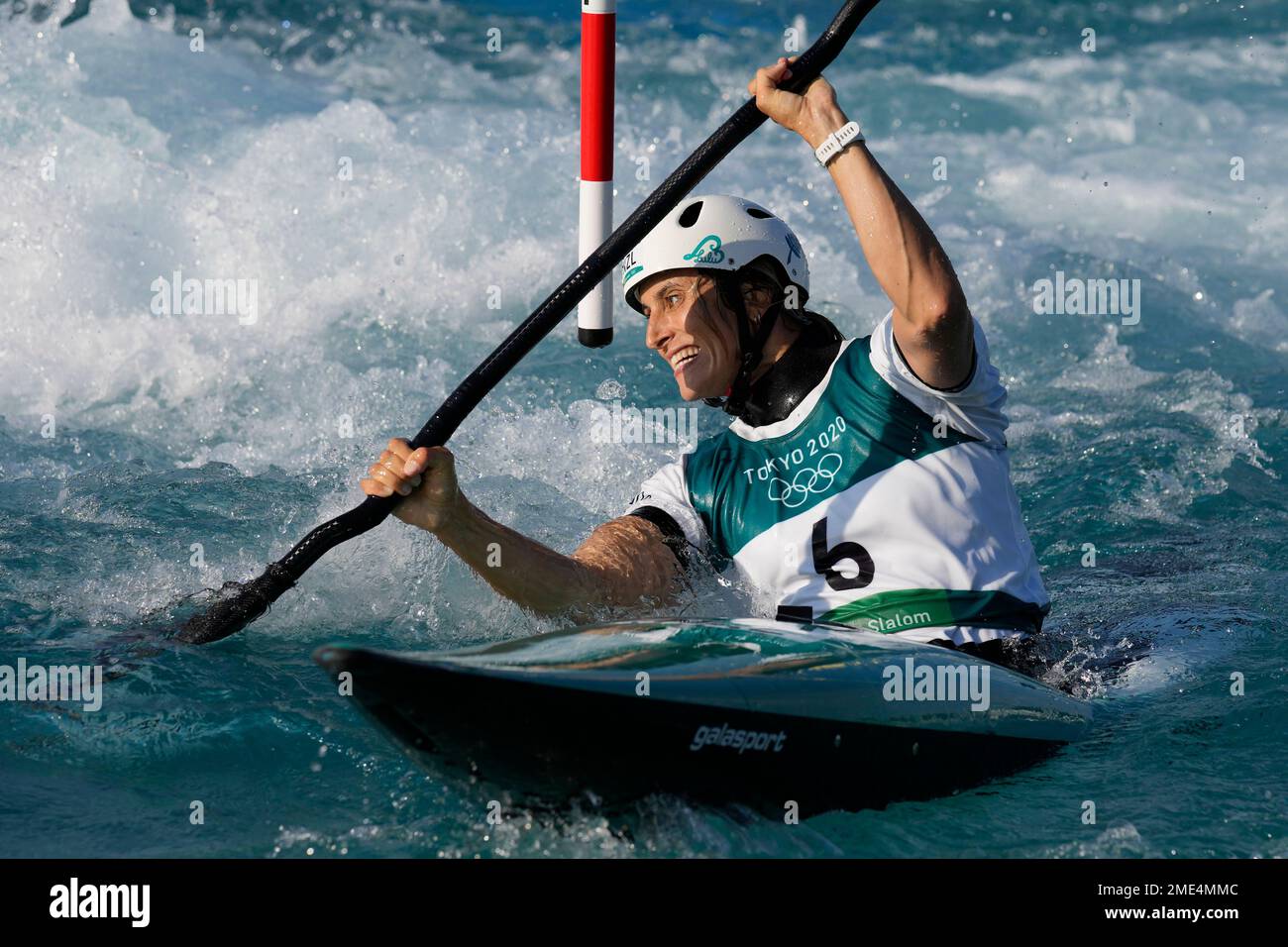 Luuka Jones of New Zealand competes in the Women's K1 heats of the ...