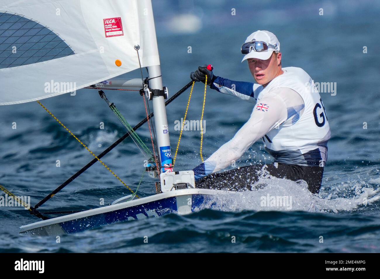 Great Britain's Elliot Hanson competes during the Laser race 1 at the ...