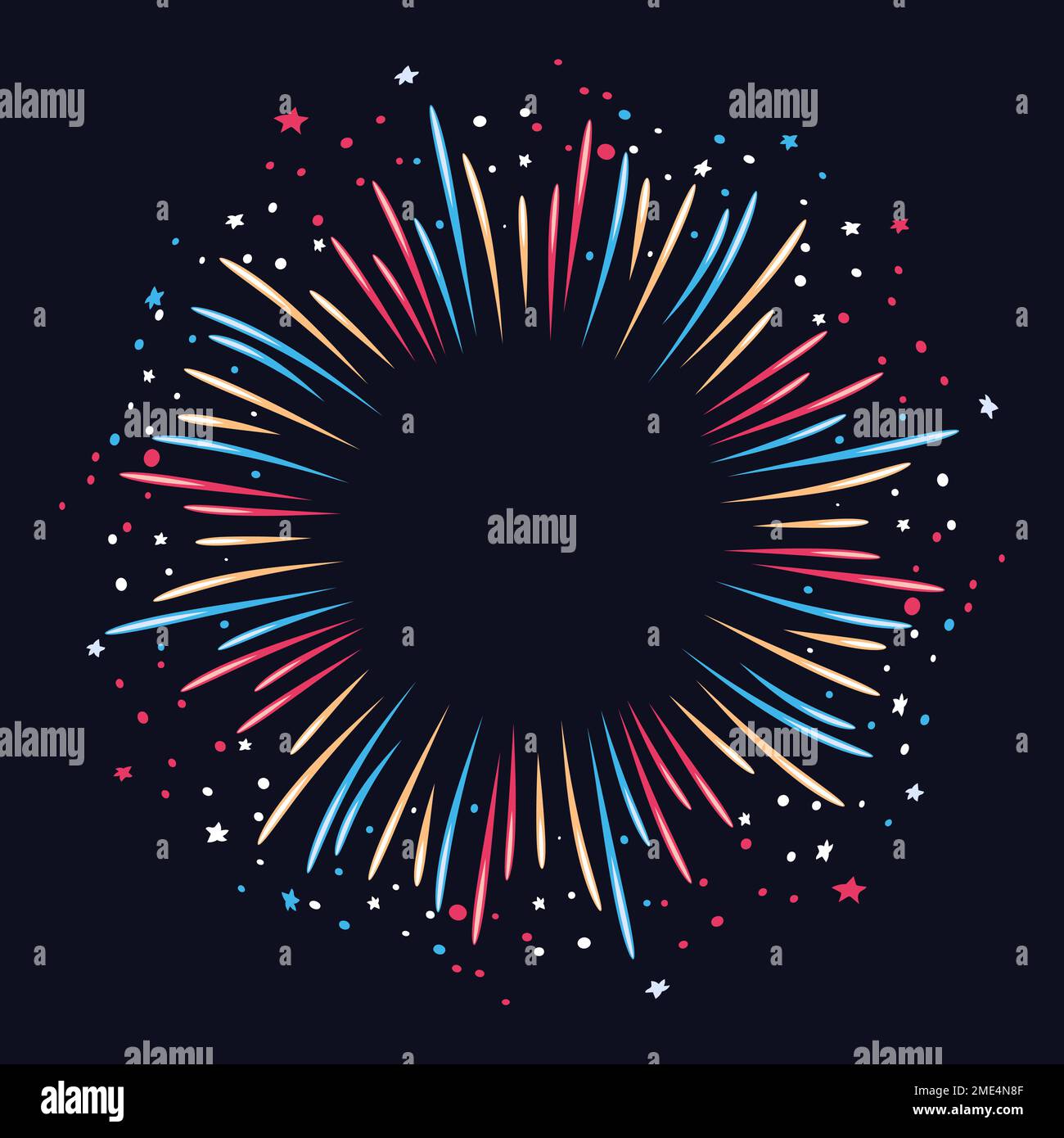 Hand drawn vector colorful fireworks on dark background Stock Vector ...