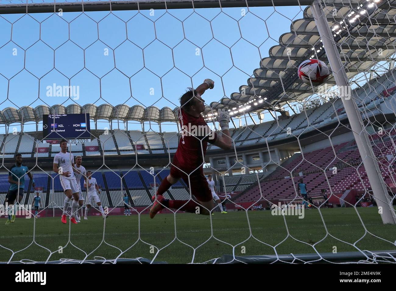 New Zealand's goalkeeper Michael Woud fails to stop a goal by Honduras ...