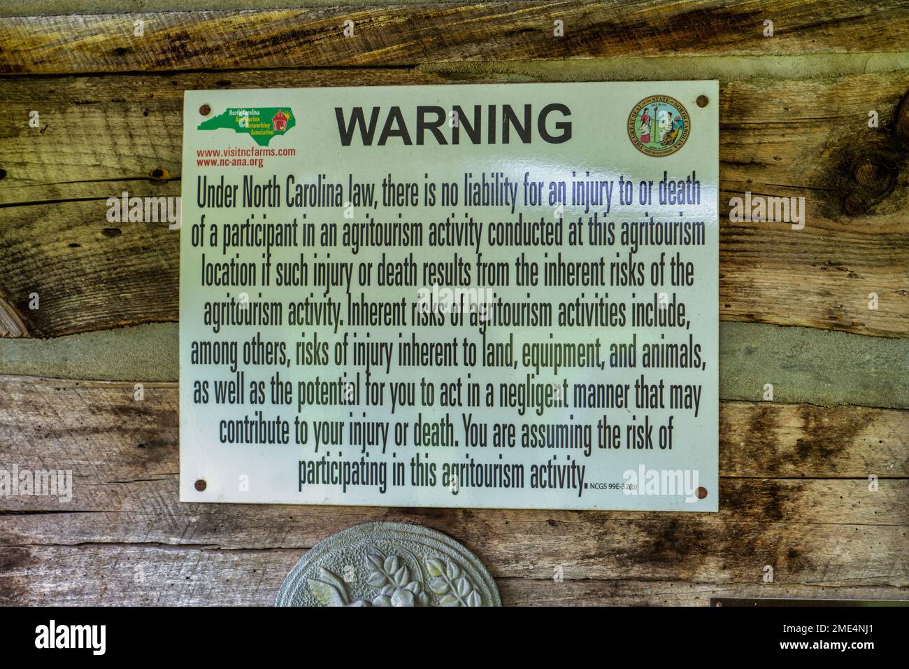 Agritourism Warning Sign on the Visitor Center of the Whippoorwill ...