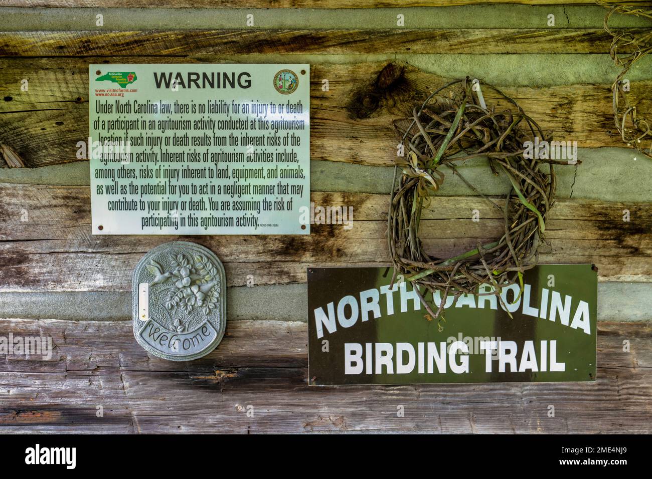 Signs and decoration on the Visitor Center of the Whippoorwill Academy ...
