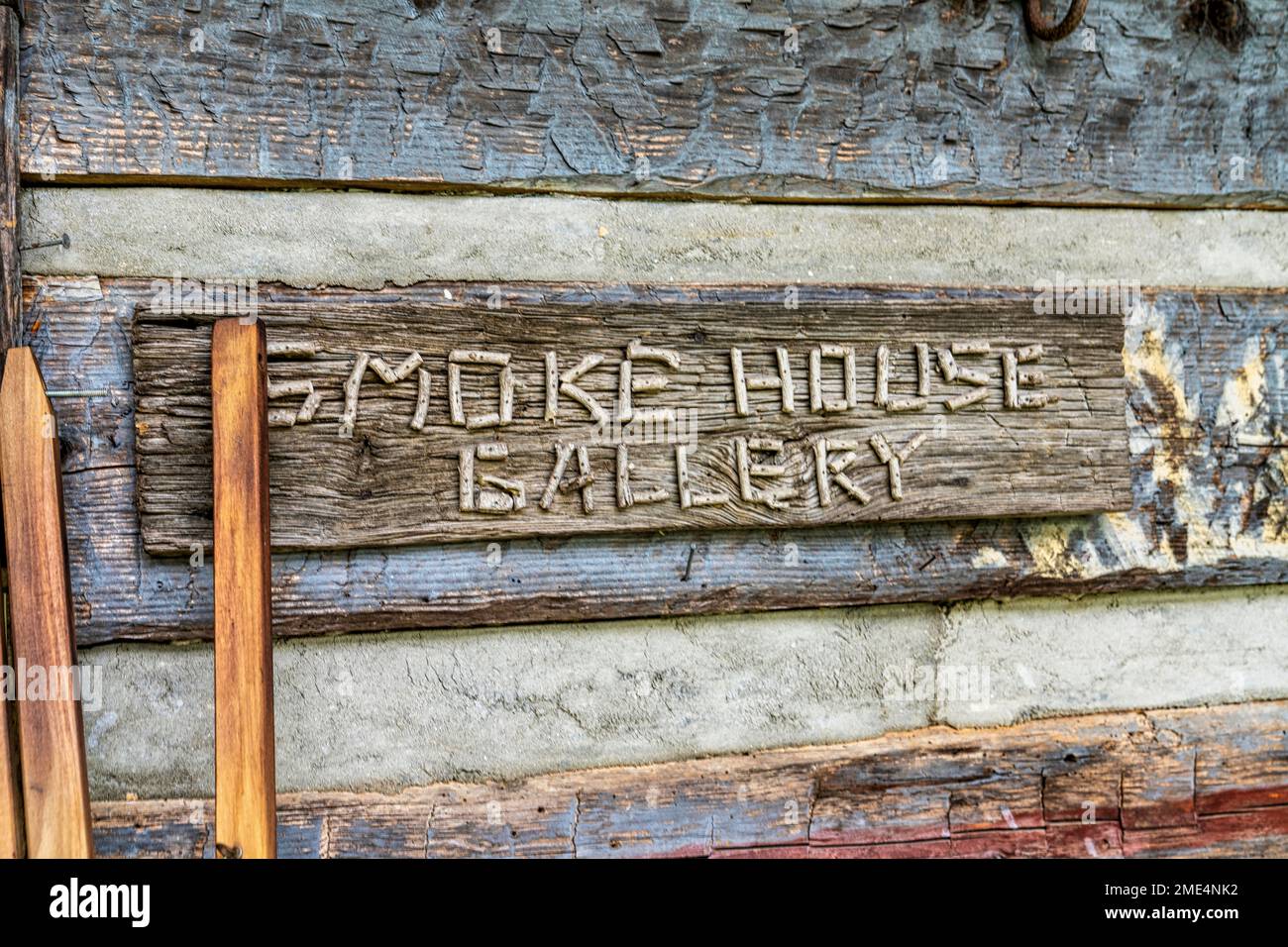 Sign for the Smoke House Gallery featuring native art in the ...