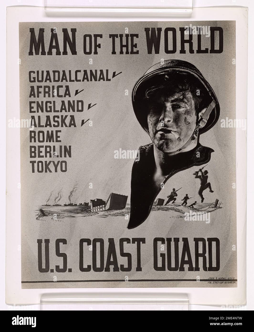 This Coast Guard recruiting poster highlights various theaters of war ...