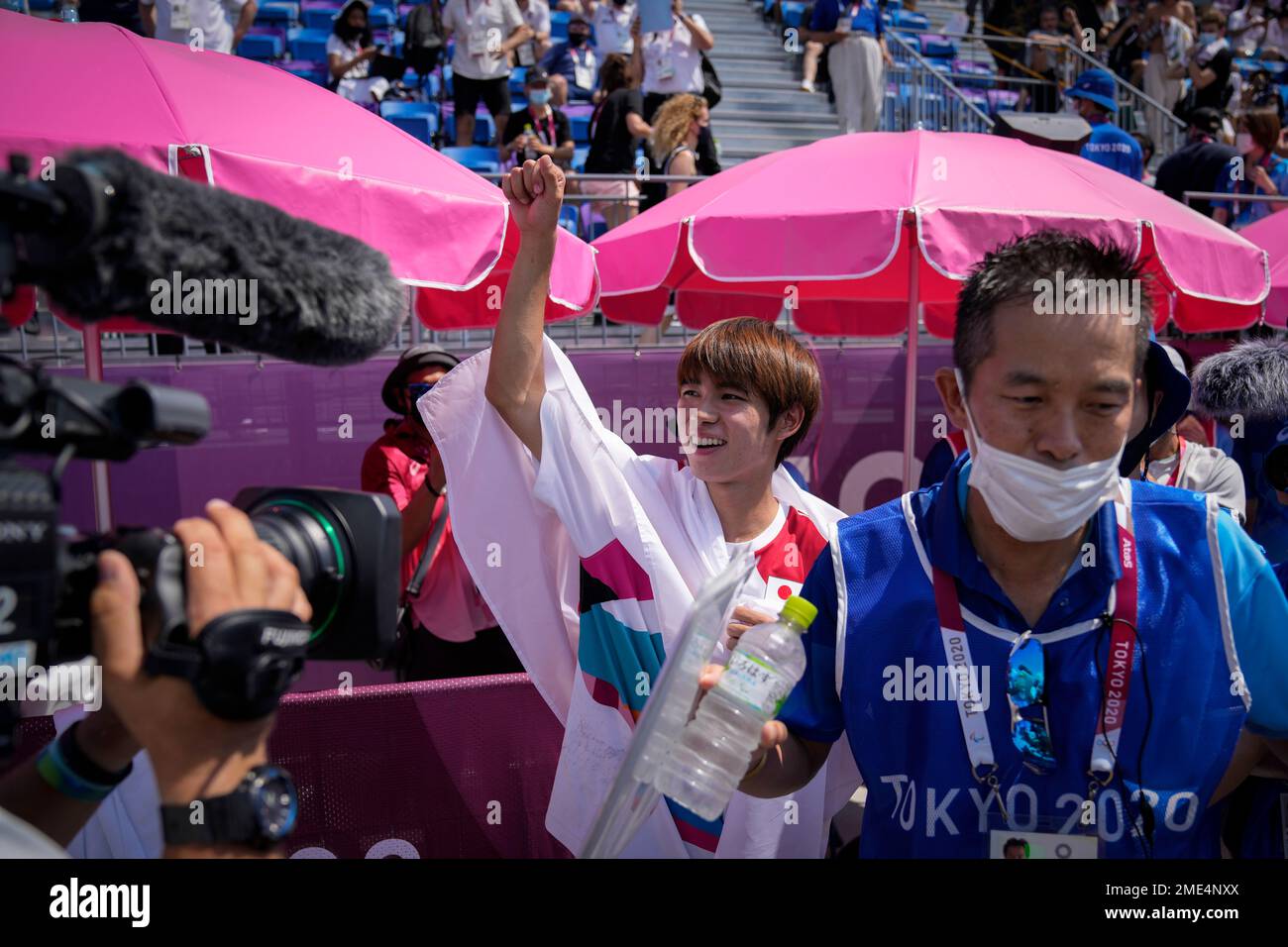 Yuto Horigome of Japan celebrates after winning the gold medal in the ...