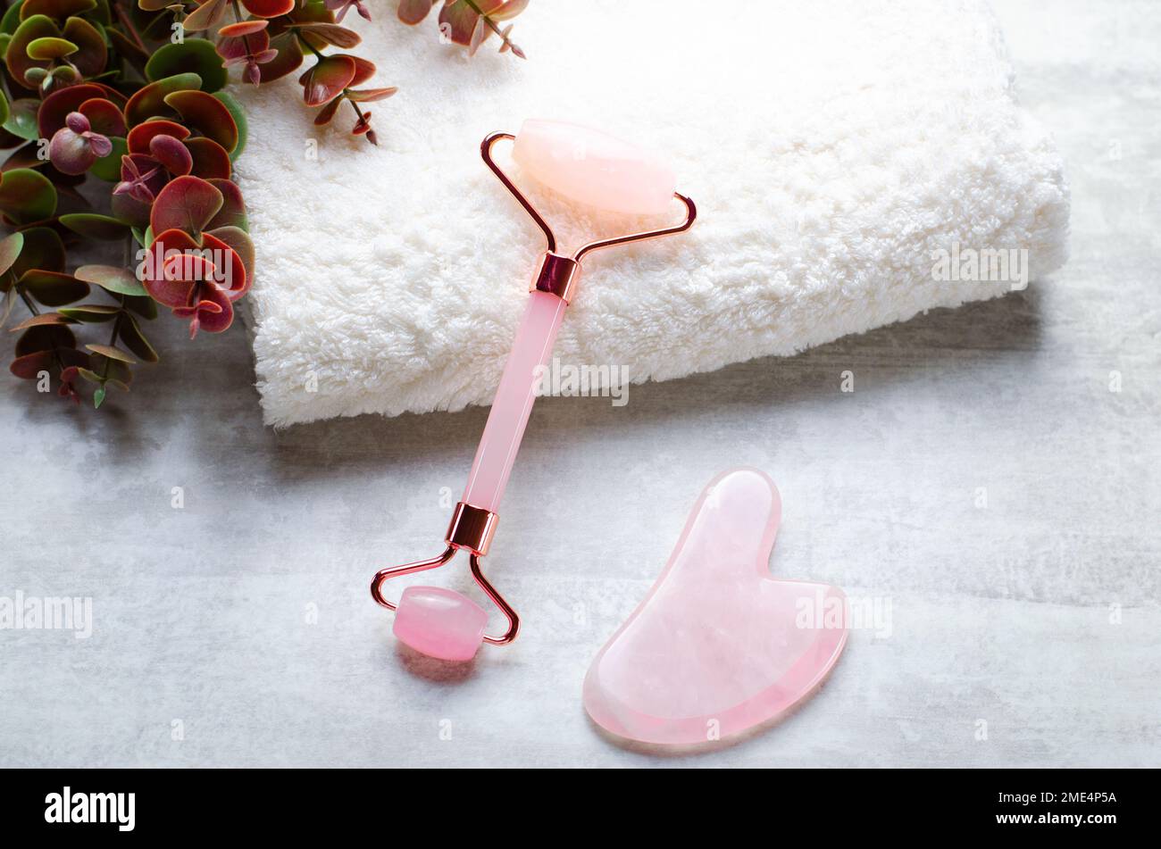 Rose Quartz Roller and Gua Sha Tool, Facial Lifting Scraping Massage ...