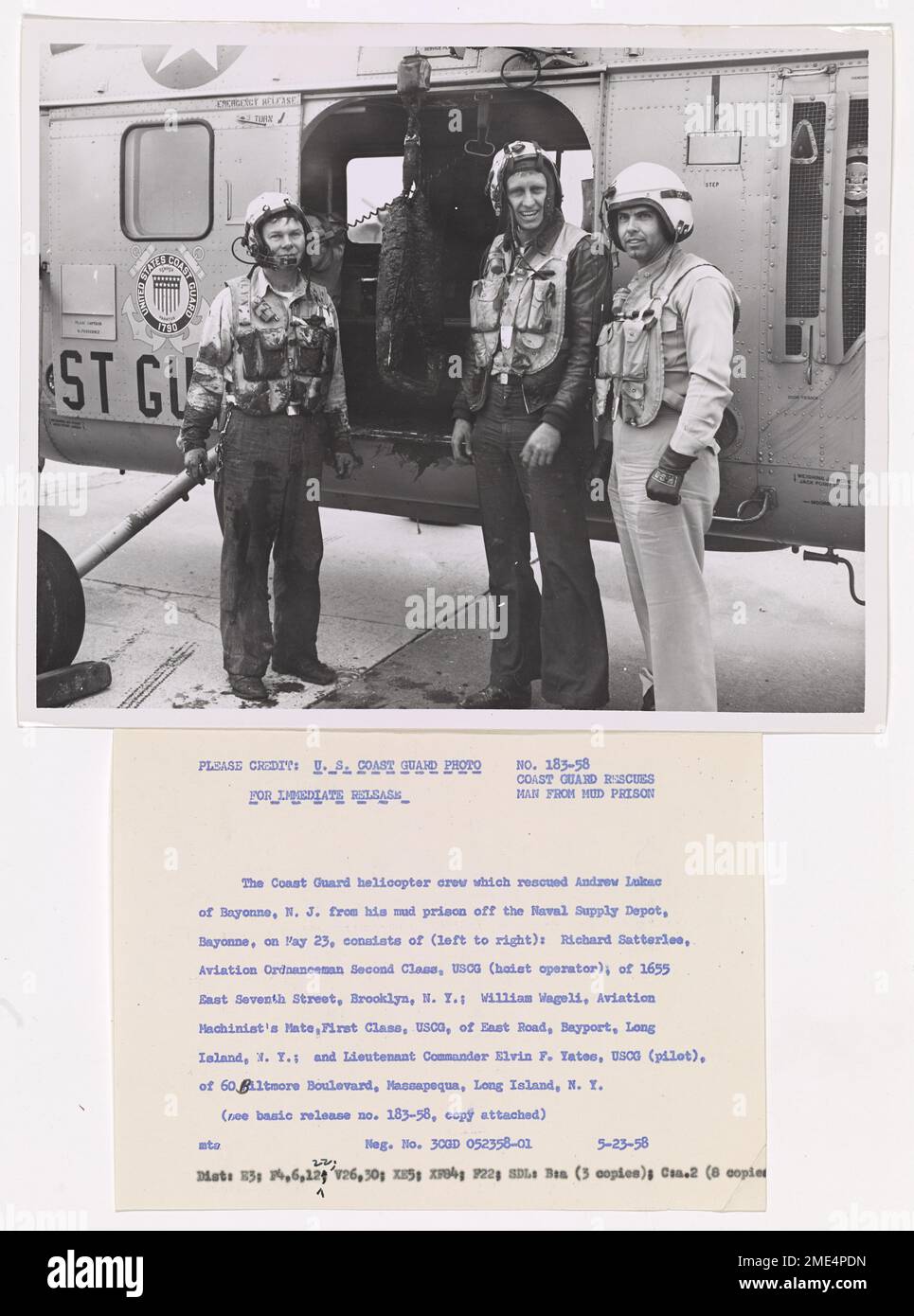 A Coast Guard helicopter crew successfully rescued Andrew Lukac, a clam ...