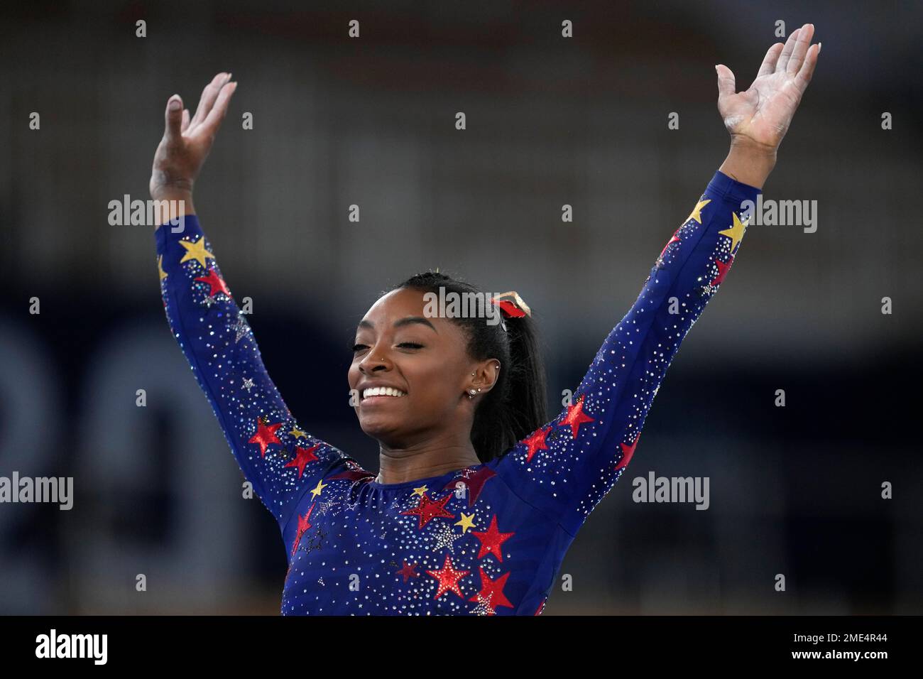 Simone Biles, of the United States, performs her floor routine during ...
