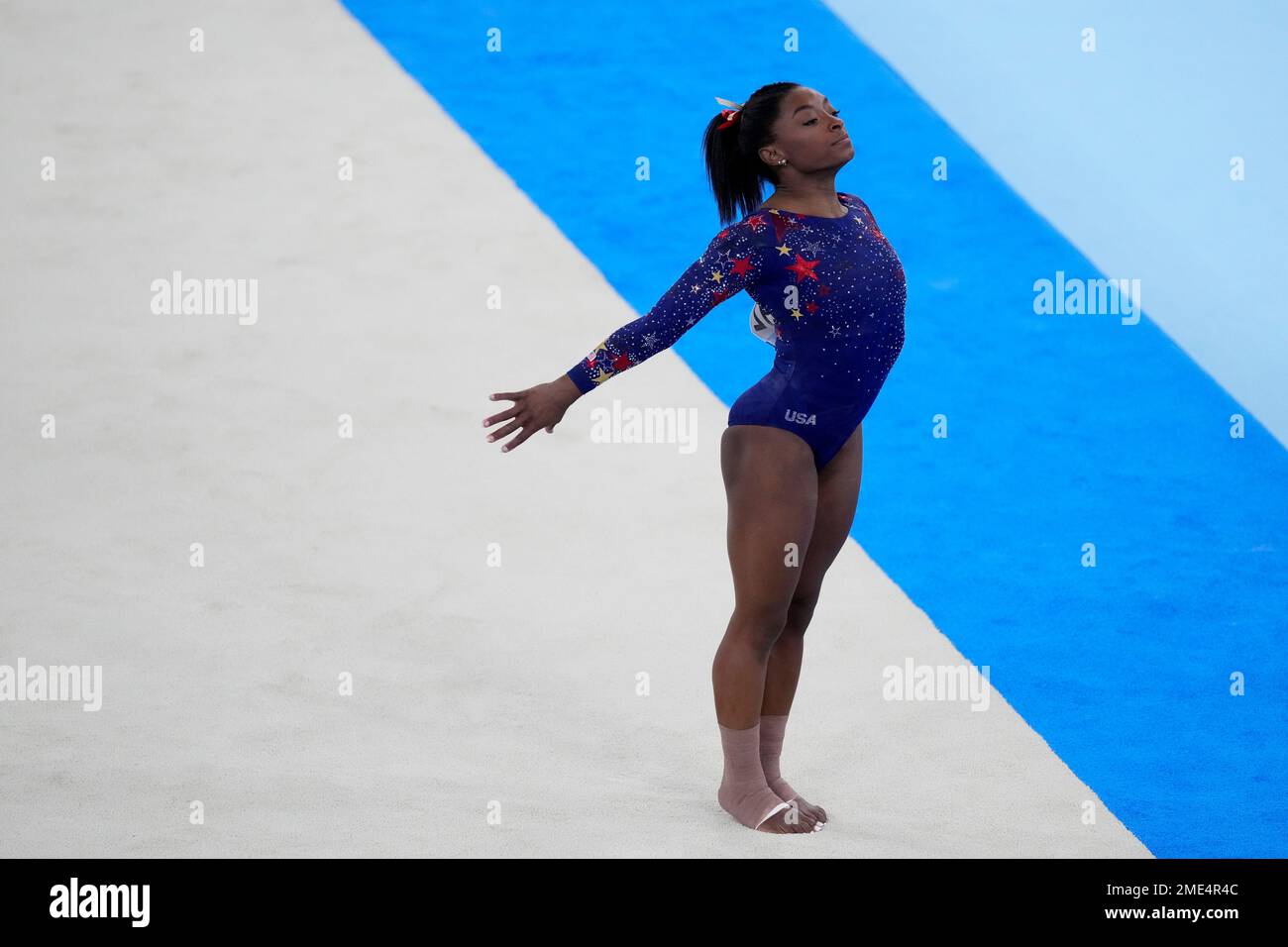 Simone Biles, of United States, performs her floor exercise routine ...