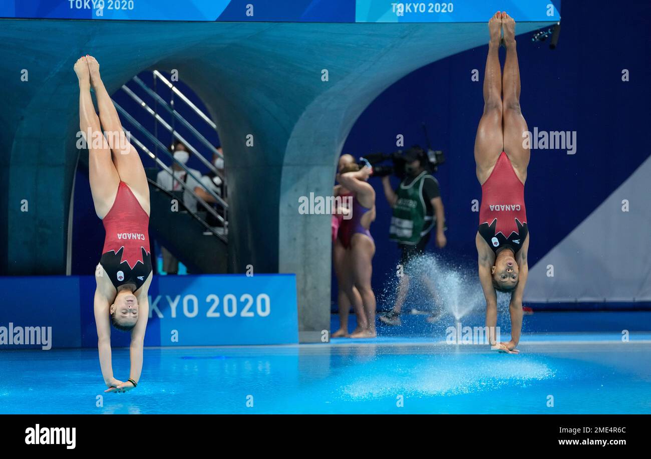 Jennifer Abel and Melissa Citrini Beaulieu of Canada compete during the ...